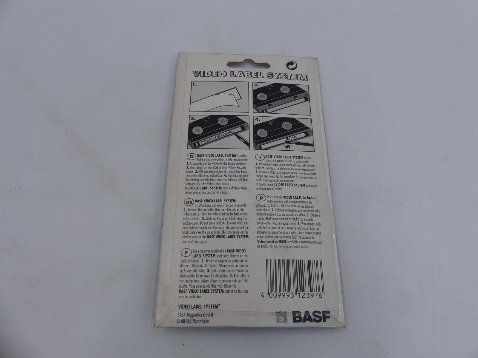 BASF Video Label System Reusable Rewritable VHS Labels & Slider Pen ...